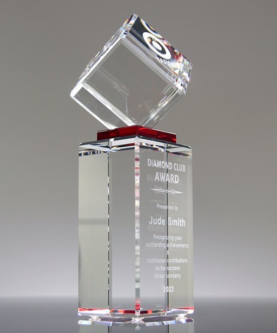 Home / Corporate Awards / Crystal Awards / Elevate Red Crystal Cube ...