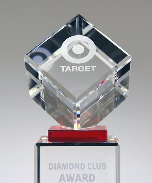 Elevate Red Crystal Cube Award Tower | Edco Awards