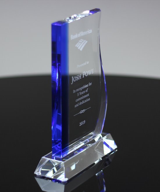 Blue Crystal Wave Trophy CRY156 | Edco Awards