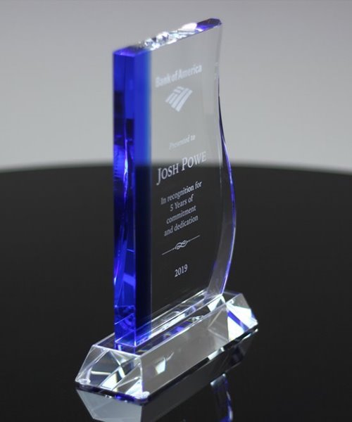 Blue Crystal Wave Trophy CRY156 | Edco Awards