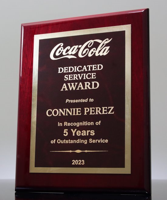 Gloss Rosewood Designer Plaque - Red Marble Mist | Edco Awards