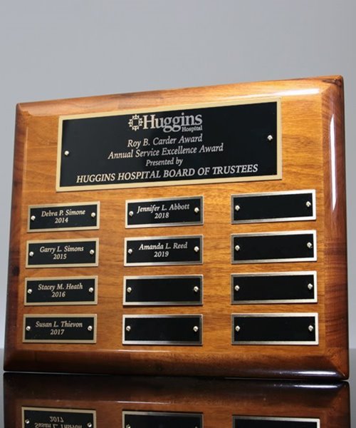 High Gloss Walnut 12-Plate Perpetual Plaque | Edco Awards