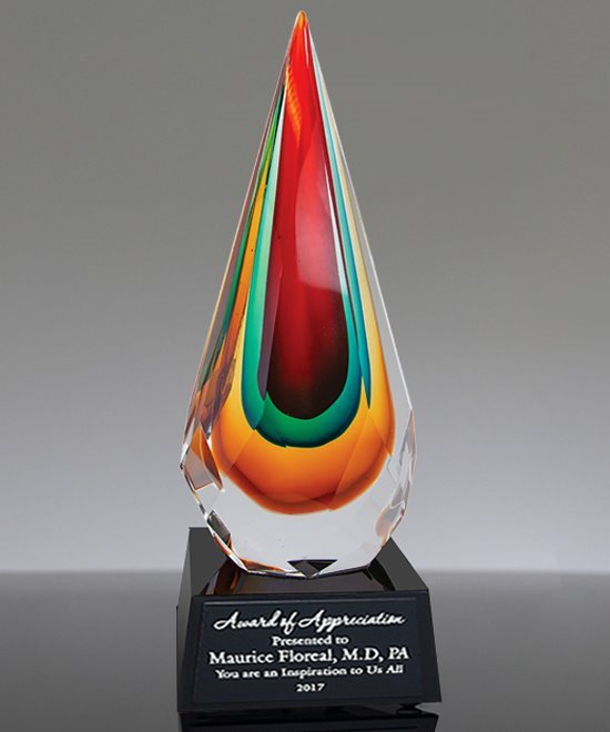 Colorful Rain Drop Art Glass Award | Edco Awards