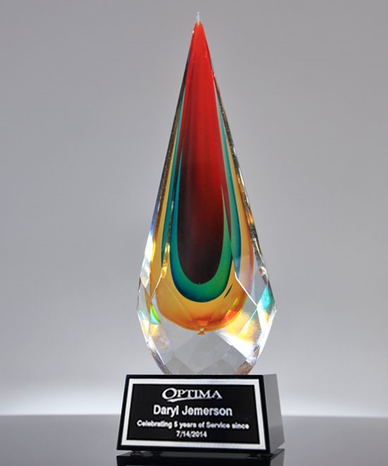 Colorful Rain Drop Art Glass Award | Edco Awards