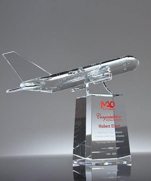 Airline Pilot Retirement Award | Crystal Airplane Trophy | Edco Awards