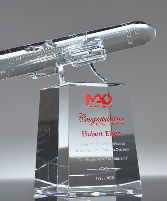 Airline Pilot Retirement Award | Crystal Airplane Trophy | Edco Awards