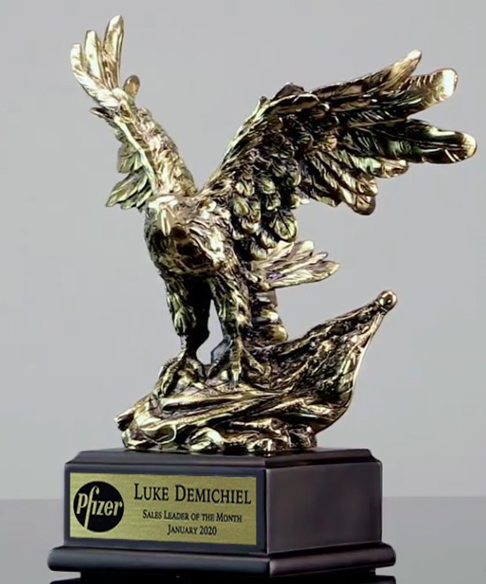 Gold Eagle Statue With American Flag | Edco Awards