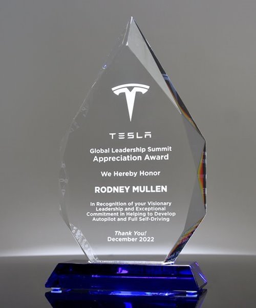 Crystal Diamond Award with Blue Base | Edco Awards