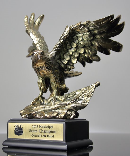Gold Eagle Statue With American Flag | Edco Awards