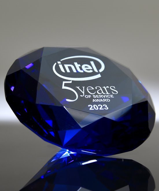 Blue Crystal Diamond Paperweight Award | Edco Awards