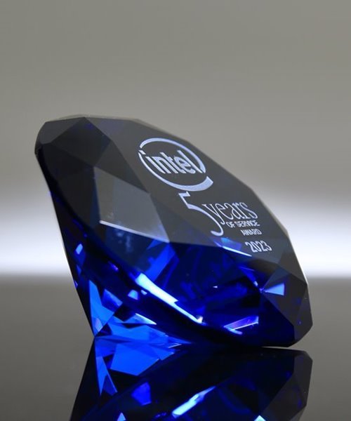Blue Crystal Diamond Paperweight Award | Edco Awards