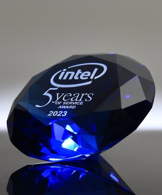 Blue Crystal Diamond Paperweight Award | Edco Awards