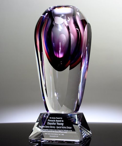 Purple Horizon Art Glass Vase Trophy | Edco Awards