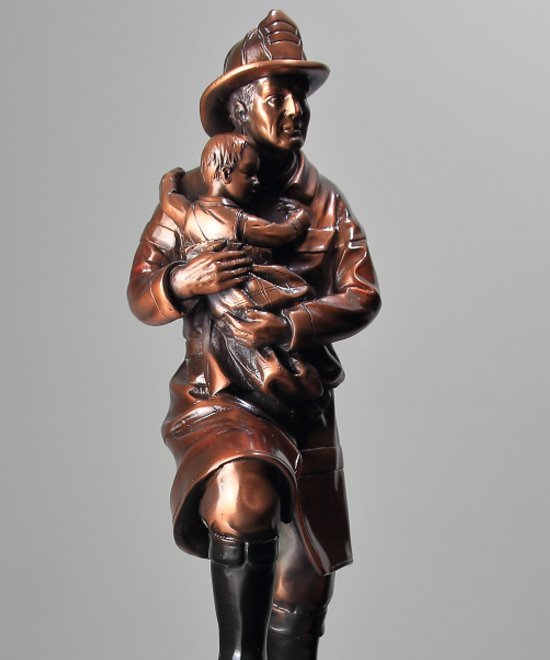 Firefighter with Child Resin Trophy | RFB064 | Edco Awards
