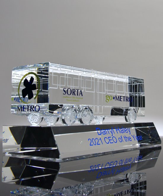 Crystal Bus Award | Bus Shaped Trophy | Edco Awards