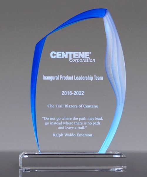 Blue Acrylic Wave Award | CP48-AB | Edco Awards