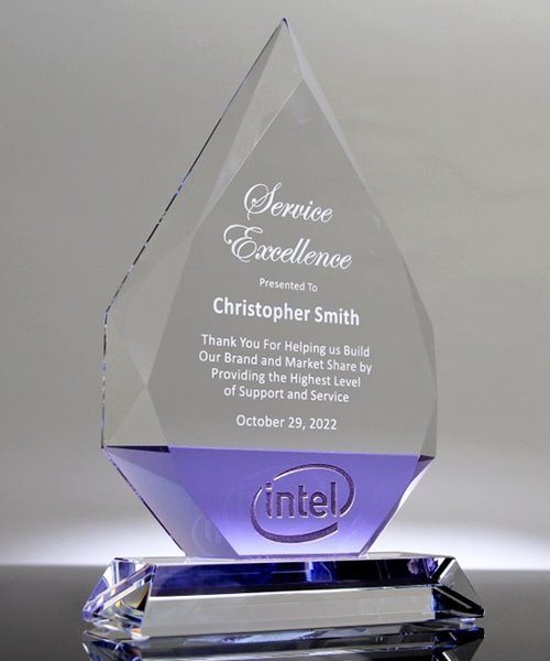 Beveled Purple Crystal Diamond Award | Edco Awards