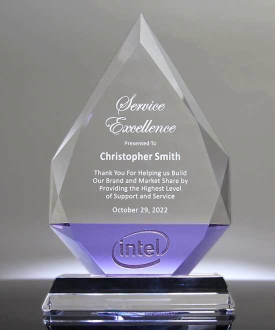 Beveled Purple Crystal Diamond Award | Edco Awards