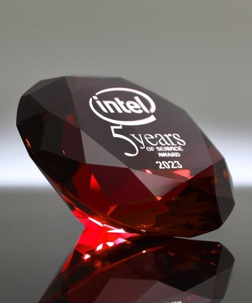 Red Crystal Diamond Paperweight, Diamond Award | Edco Awards