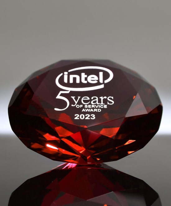 Red Crystal Diamond Paperweight, Diamond Award | Edco Awards