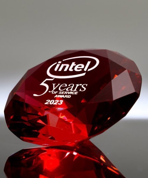 Red Crystal Diamond Paperweight, Diamond Award | Edco Awards