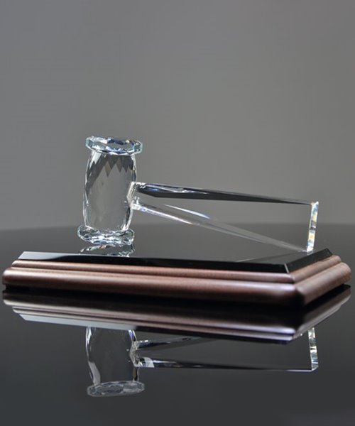 Crystal Gavel Desk Plaque | Crystal Gavel Award | Edco Awards