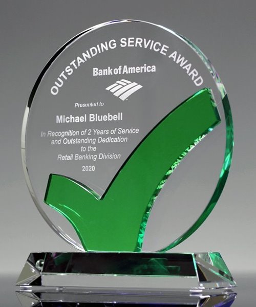 Green Crystal Check Mark Award | Edco Awards