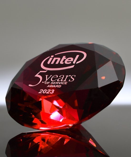 Red Crystal Diamond Paperweight, Diamond Award | Edco Awards