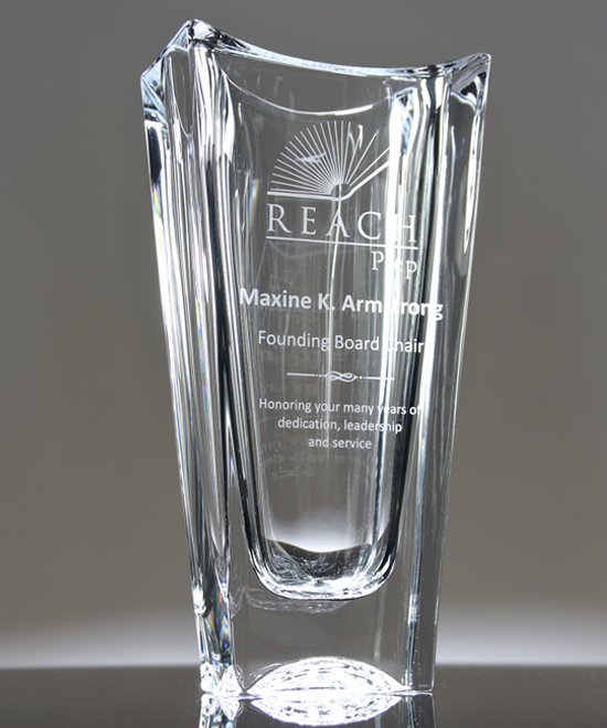Crystal Art Deco Engraved Trophy Vase | Edco Awards