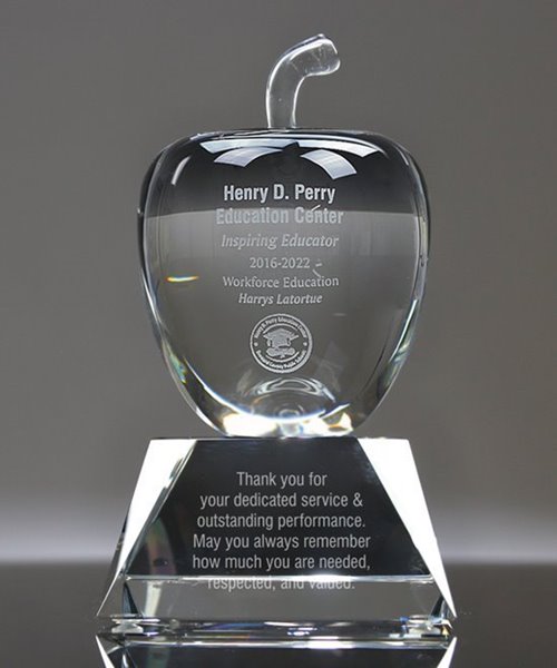 Signature Crystal Apple Award | Education Trophy | Edco Awards
