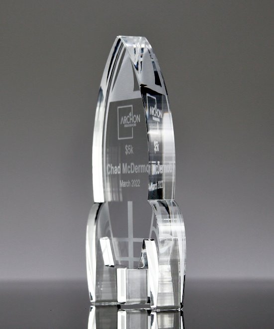 Laser Engraved Acrylic Rocket Trophy | Edco Awards
