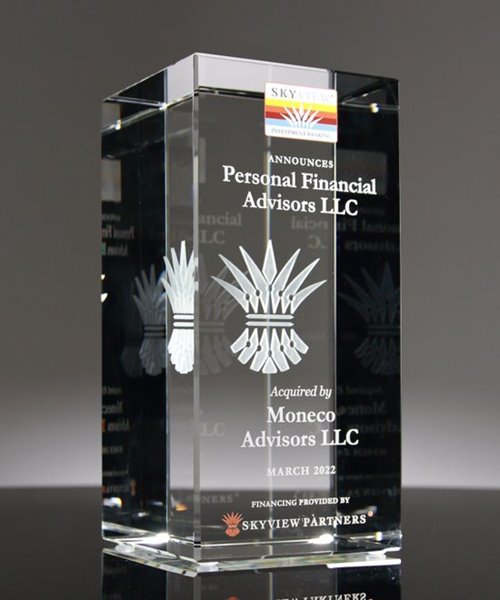 2D, 3D Subsurface Etched Crystal Award Block | Edco Awards