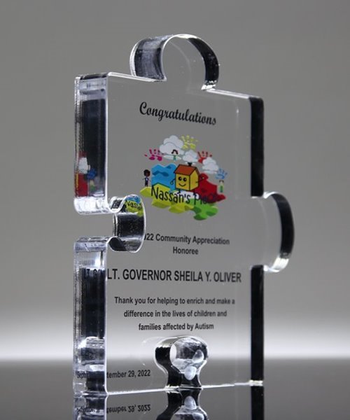 Acrylic Puzzle Piece Full Color Paperweight | Edco Awards