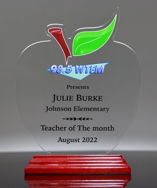 Acrylic Apple Trophy with Full Color Imprint | Edco Awards