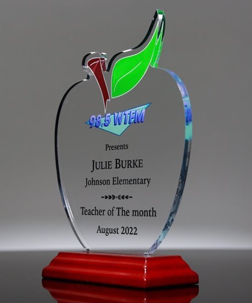 Acrylic Apple Trophy with Full Color Imprint | Edco Awards