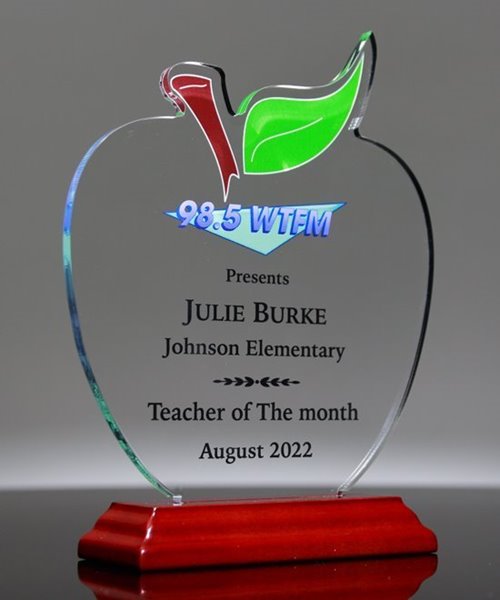Acrylic Apple Trophy with Full Color Imprint | Edco Awards