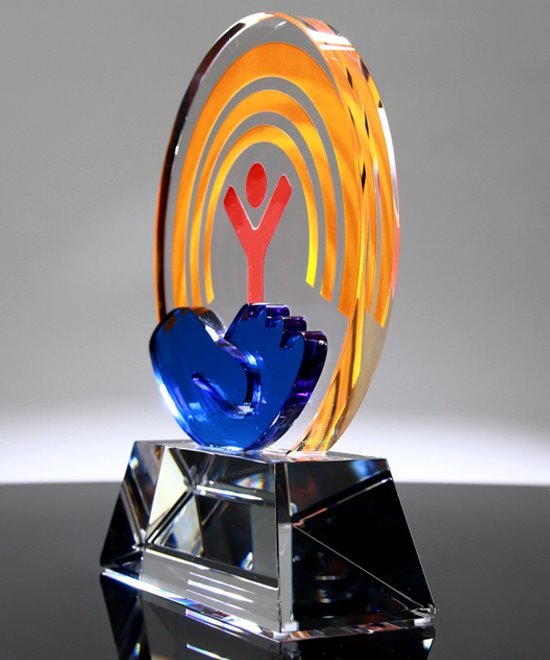 Silhouette Circle Custom Crystal Award | Edco Awards