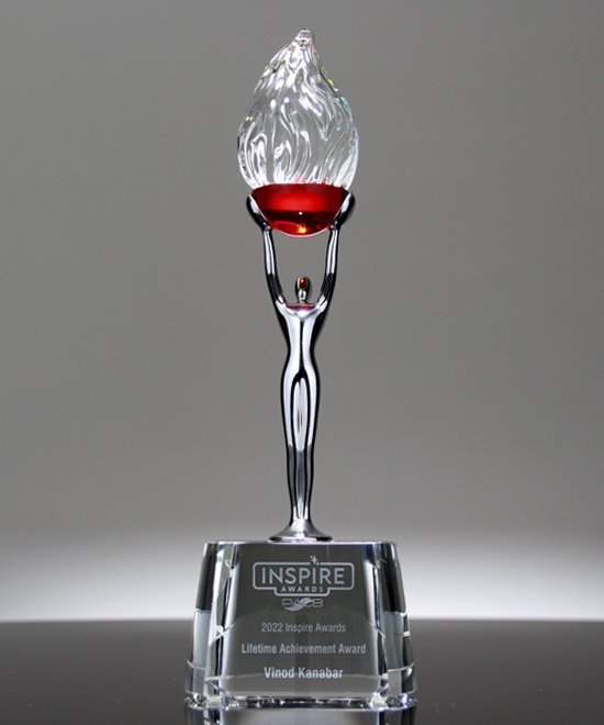 Ruby Flame Crystal Award | Chrome Achievement Trophy | Edco Awards