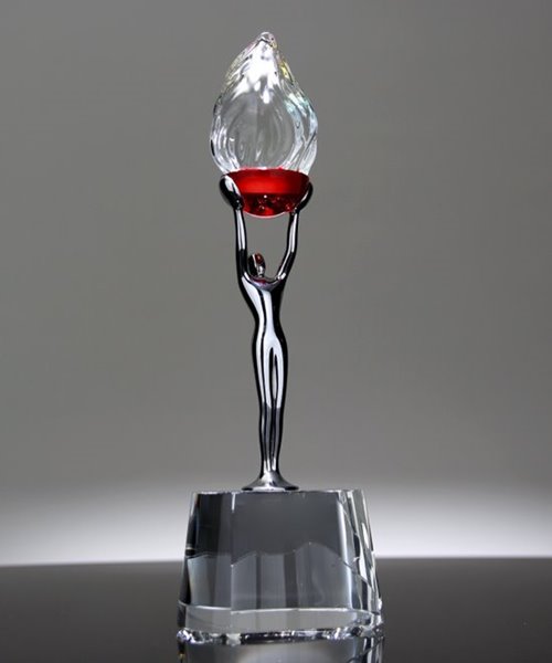 Ruby Flame Crystal Award | Chrome Achievement Trophy | Edco Awards