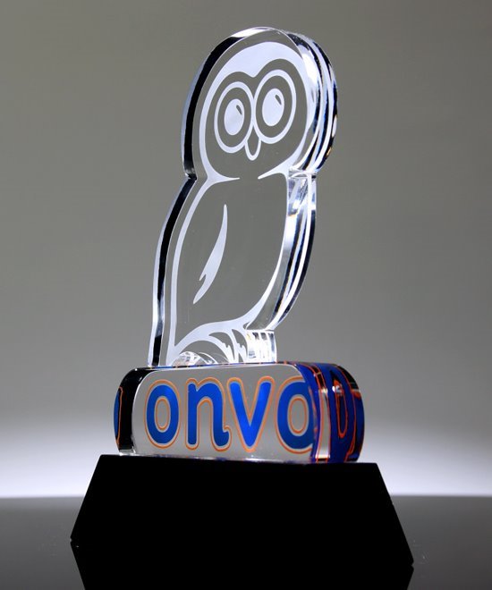Custom Clear Crystal Trophy, Logo Shaped Award | Edco Awards