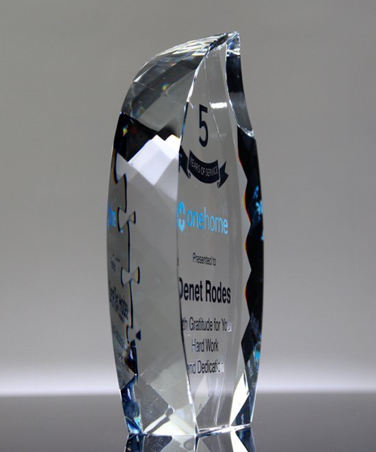 Faceted Crystal Flame Trophy - Full Color Imprint | Edco Awards