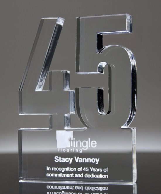 45 Year Anniversary Award | Acrylic Number 45 | Edco Awards