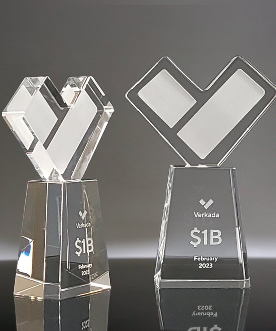 Custom Shaped Clear Crystal Logo Award | Edco Awards