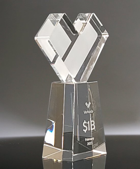 Custom Shaped Clear Crystal Logo Award | Edco Awards
