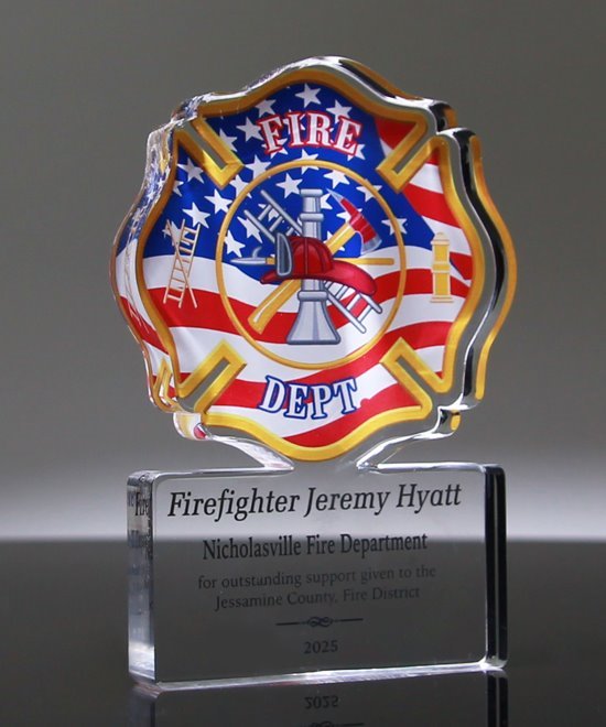 Acrylic Maltese Cross Trophy - USA Theme | Edco Awards