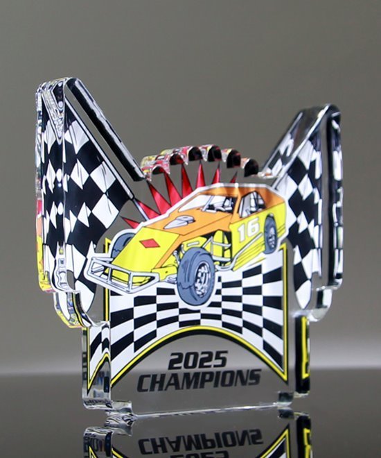 Racing Flags Acrylic Trophy - Custom Printed | Edco Awards