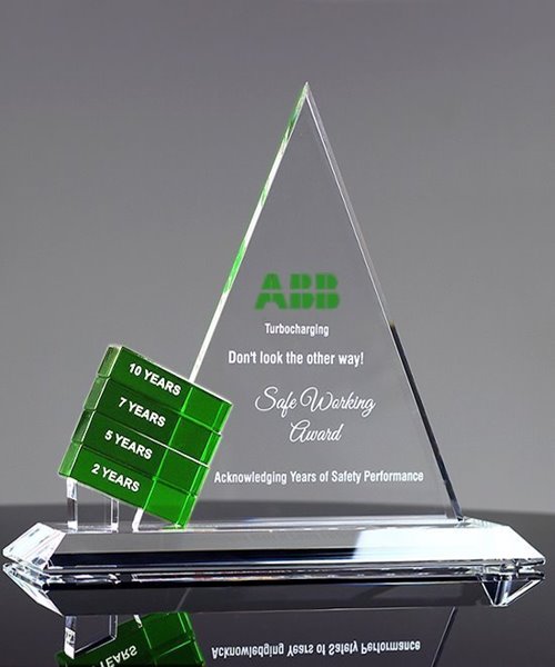 Green Goal-Setter Triangle Crystal | 6458GN | Edco Awards