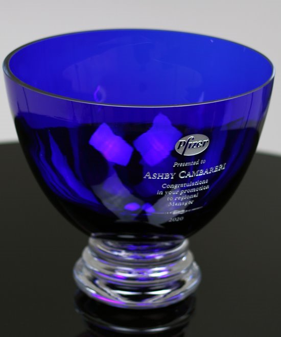 Cobalt Crystal Bowl - Small Size | Edco Awards
