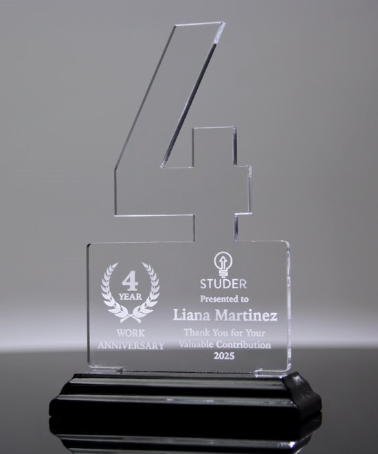 Number 4 Acrylic Pop-In Award | edco.com | Edco Awards