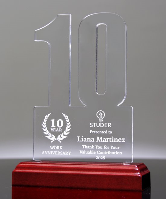 Number 10 Acrylic Pop-In Award | edco.com | Edco Awards